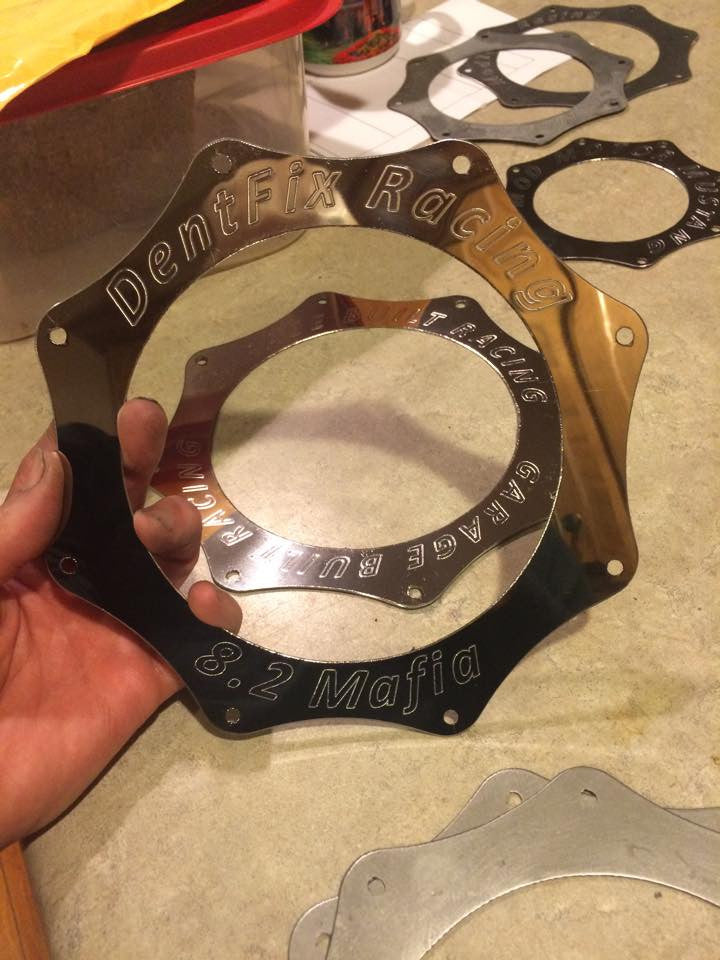 Custom engraved polished stainless steel exhaust ring (Sizes are ID of